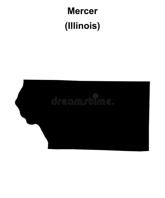 Mercer outline map stock vector. Illustration of illinois - 361545510