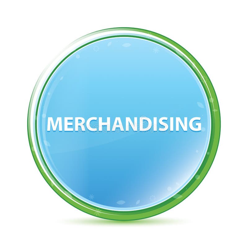 Merchandising Natural Aqua Cyan Blue Round Button Stock Illustration ...
