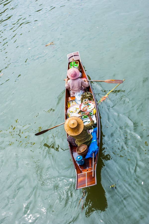 Merchant at Ampawa Floating Market, Thailand Stock Image - Image of ...