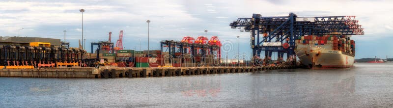 Merchant Container Vessel in Port, Hayes Dock, Port Botsny Editorial ...