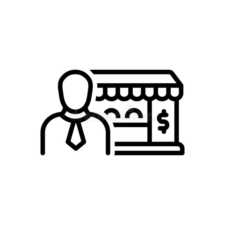Black Line Icon for Merchant, Trader and Trader Stock Vector ...