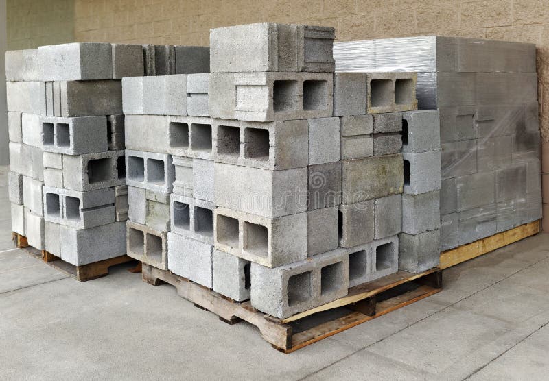 Merchant`s Display of Concrete Cinder Blocks Stock Photo - Image of ...