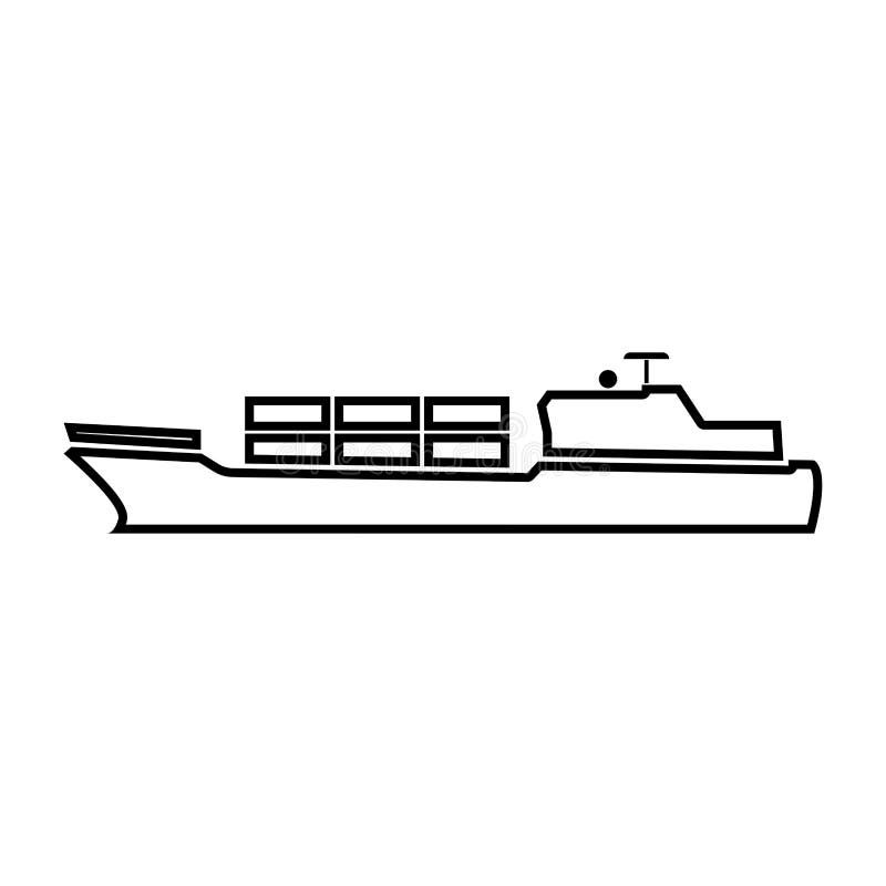 Merchant Ship Black Color Icon . Stock Vector - Illustration of ...