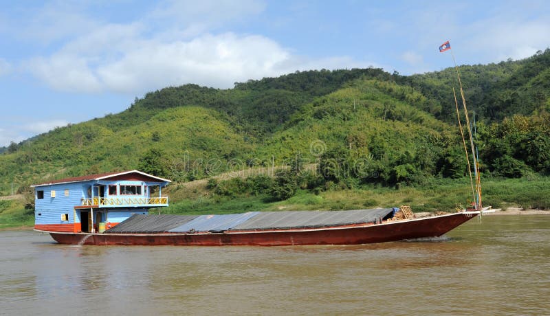 Merchant Ship on Mekong River Stock Image - Image of river, laos: 28658927
