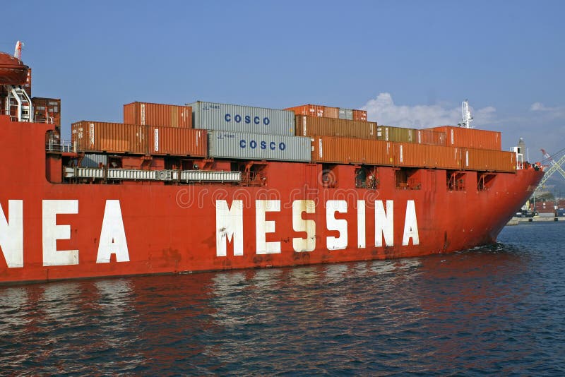 Merchant ship Messina editorial stock photo. Image of containers - 11494833