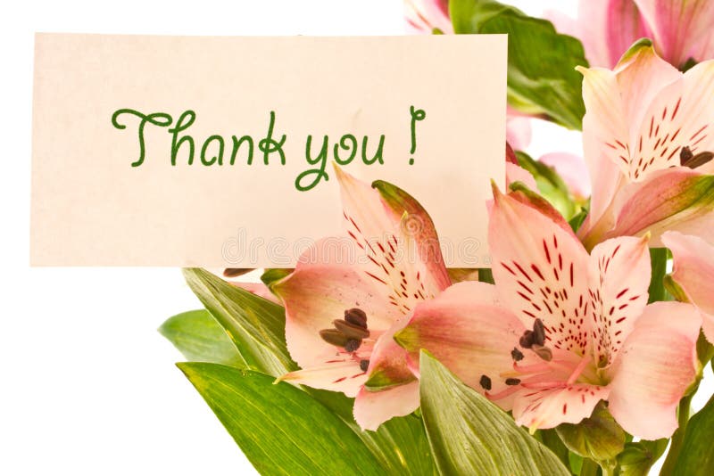 Merci avec des fleurs photo stock. Image du vivacité - 29870674