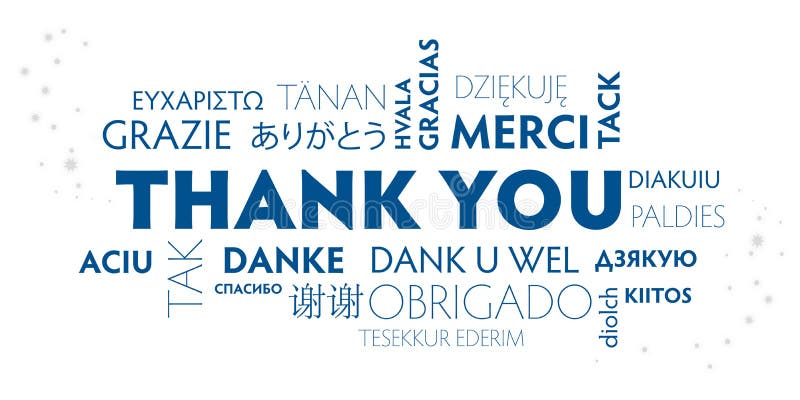 Merci Carte Postale Bleue Et Blanche Multilingue Illustration de ...