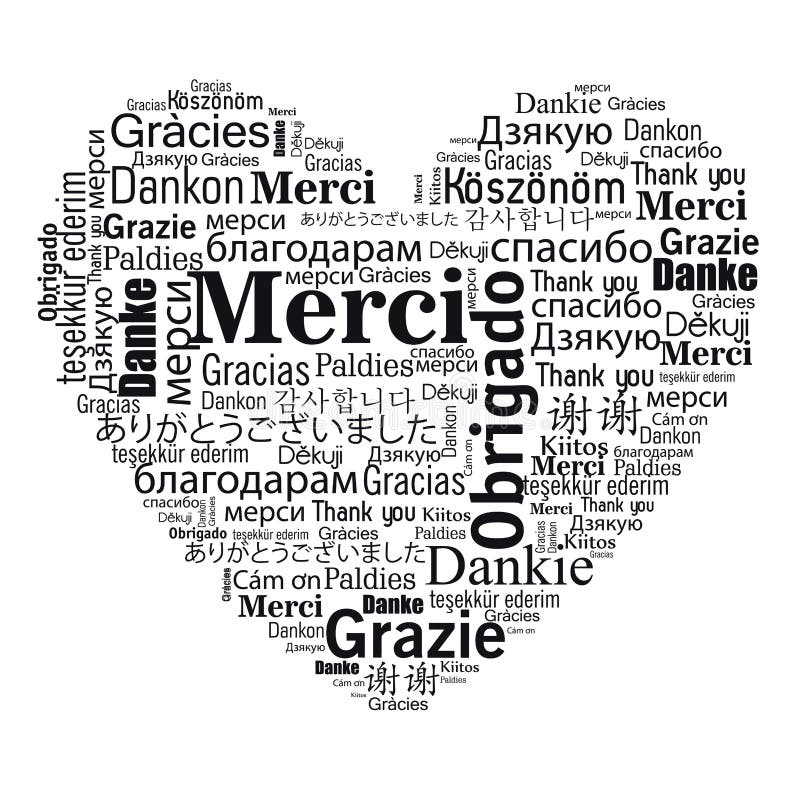Merci Dans La Conception Différente De Langues Illustration Stock ...