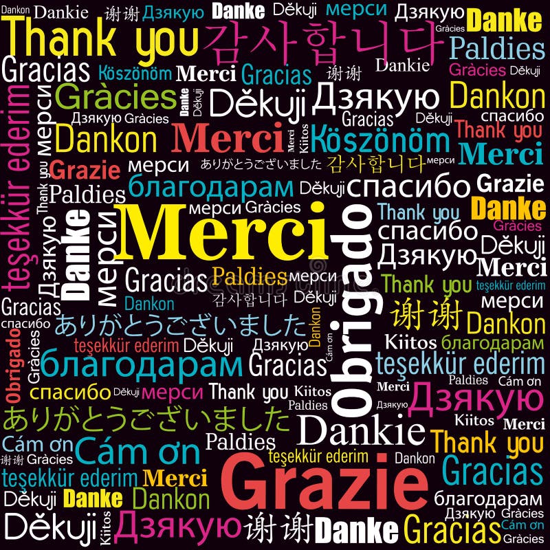 Merci Dans La Conception Différente De Langues Illustration Stock ...