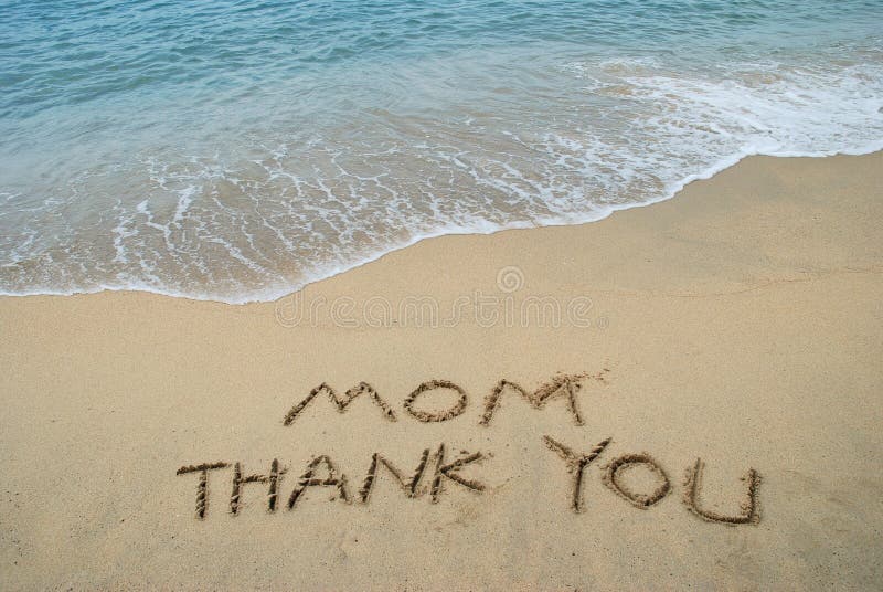 Merci de maman image stock. Image du océan, message, plage - 8310913
