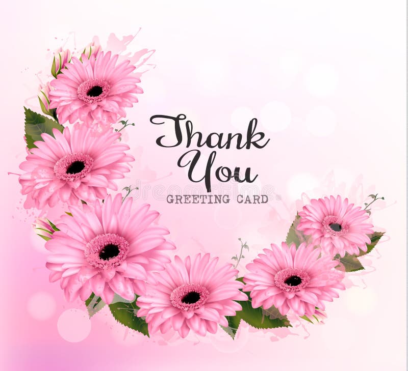 Merci Fond Avec De Belles Fleurs Roses Illustration de Vecteur ...