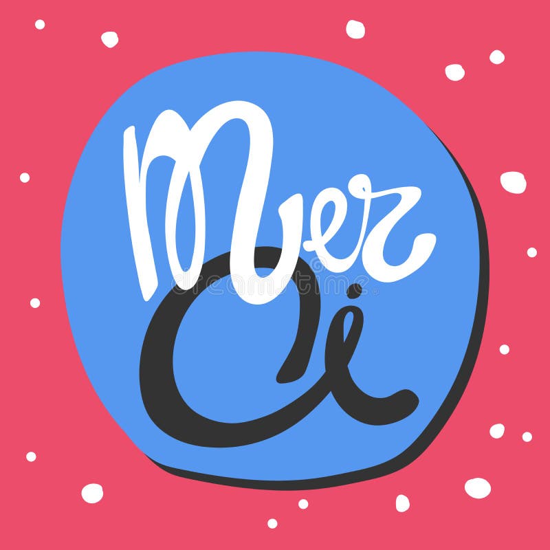 Merci. Sticker for Social Media Content. Vector Hand Drawn Illustration ...