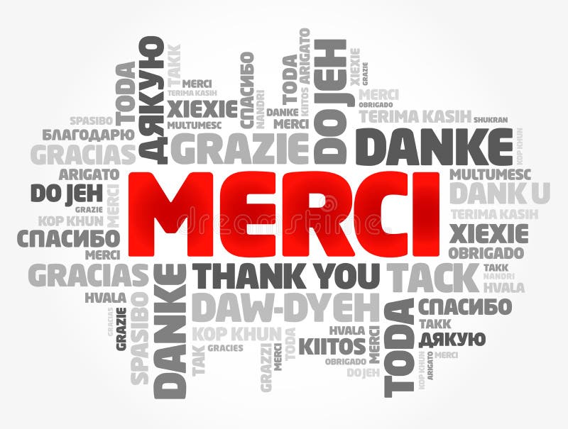 Merci (Thank You in French) Word Cloud in Different Languages Stock ...