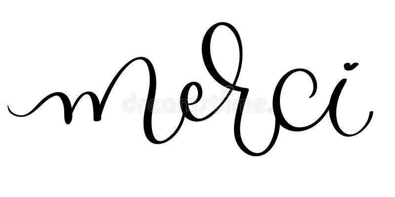 Merci Vector Vintage Word Text. Calligraphy Lettering Illustration ...