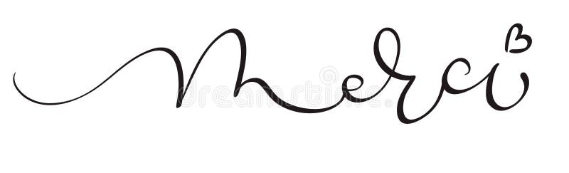Merci Word on White Background. Hand Drawn Calligraphy Lettering Vector ...