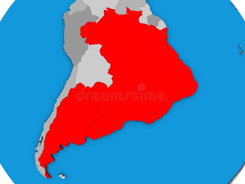 Mercosur Memebers on 3D Map Stock Illustration - Illustration of ...