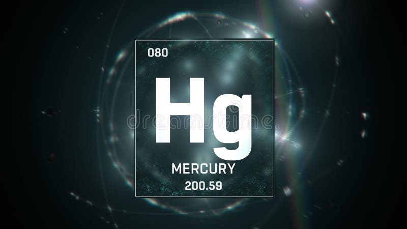 Mercury As Element 80 of the Periodic Table 3D Illustration on Green ...