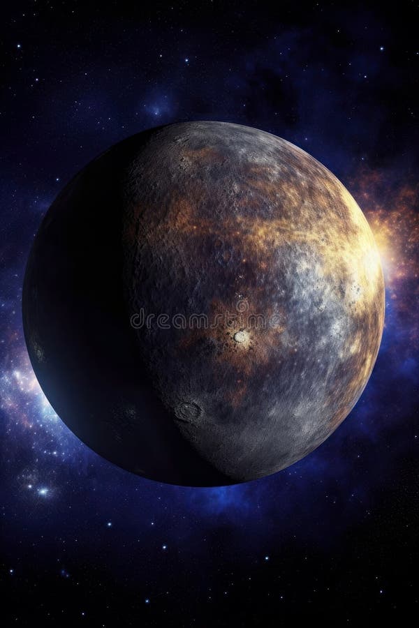 Mercury Planet in the Background of the Universe, Photorealistic. Stock ...