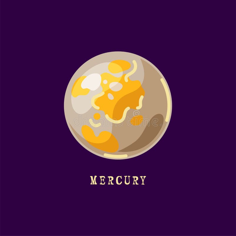 Mercury Planet Icon, Flat Style Stock Vector - Illustration of geology ...