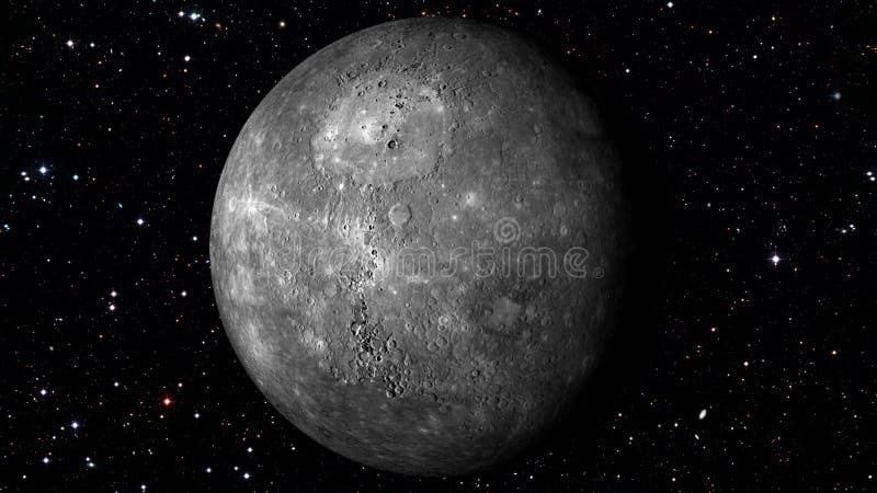 Mercury Rotating on a Star Backgrund. Loopable Stock Video - Video of ...