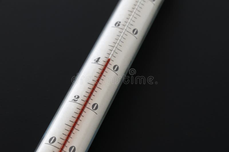 Mercury Thermometer, 42 Degrees Celsius, on Black Background Stock ...