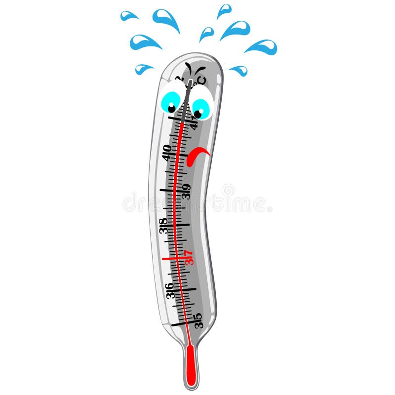 Mercury Thermometer Showing High Temperature Stock Vector