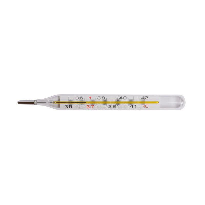 Mercury Thermometer with Temperature 36.6 Degrees Centigrade Isolated ...