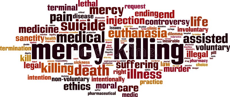 Mercy killing word cloud stock vector. Illustration of killing - 168543659