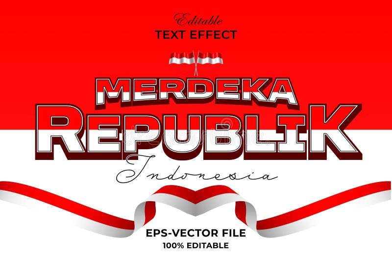 Merdeka Text Effect Editable Template Stock Vector - Illustration of ...