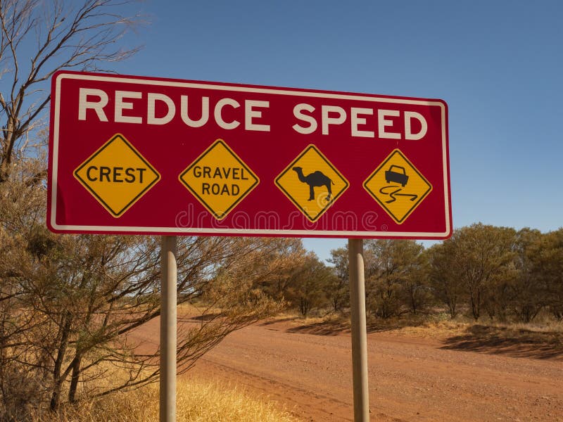 Mereenie Loop Road Warning Sign Stock Image - Image of northern ...