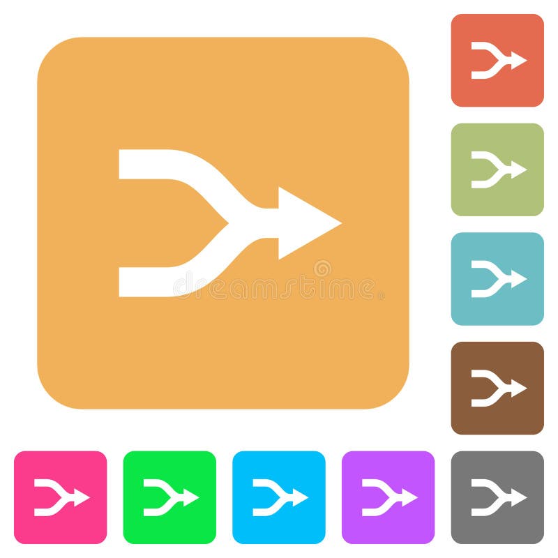 Merge Arrows Rounded Square Flat Icons Stock Vector - Illustration of ...