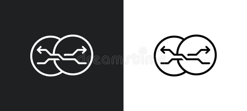 Merge Charts Outline Icon in White and Black Colors. Merge Charts Flat ...