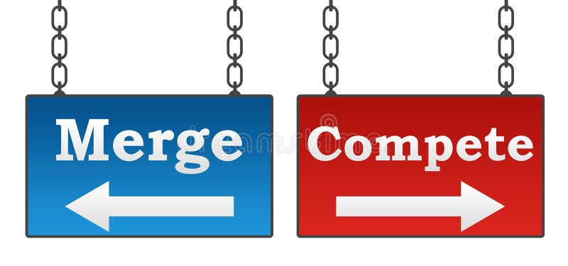Merge Compete Signboard stock illustration. Illustration of chains ...