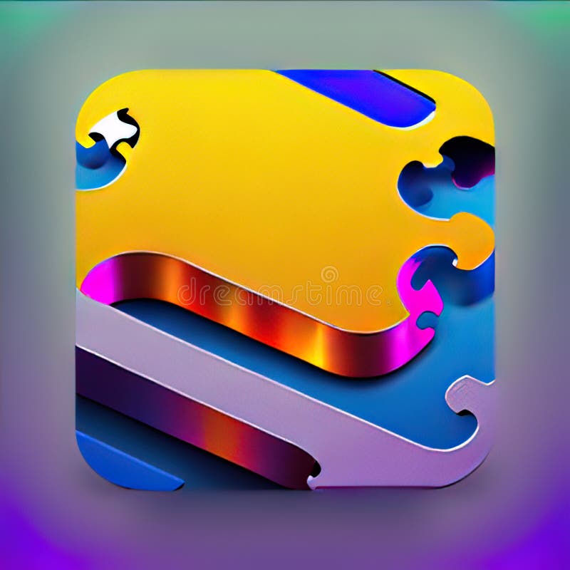 Merge Puzzle Software App Icon. Generative AI. Stock Illustration ...