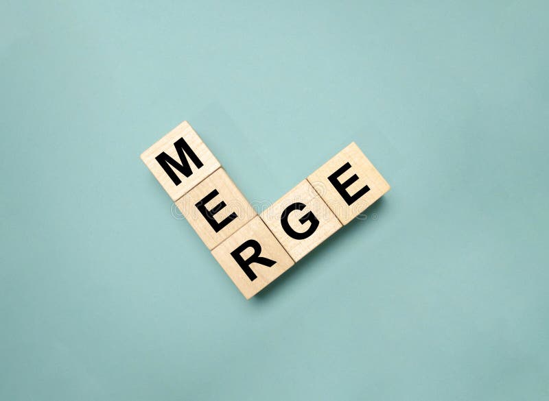 MERGE Symbol. Concept Word Basics on Wooden Blocks Stock Photo - Image ...