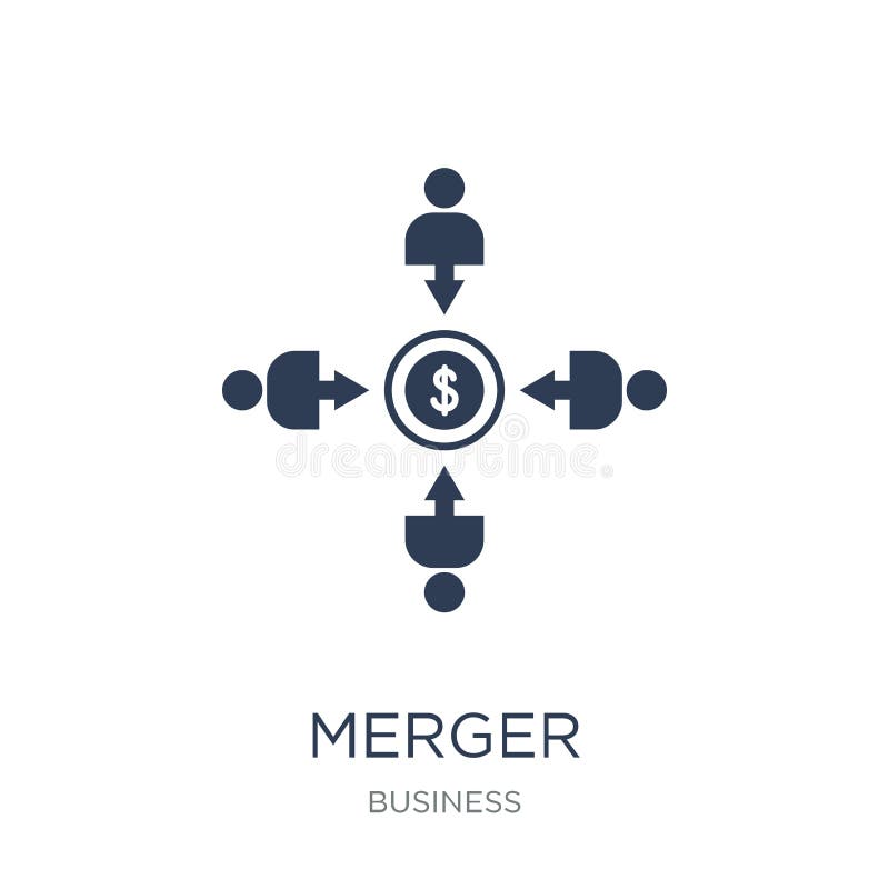 Merging Sign Icon. Trendy Flat Vector Merging Sign Icon on White Stock ...