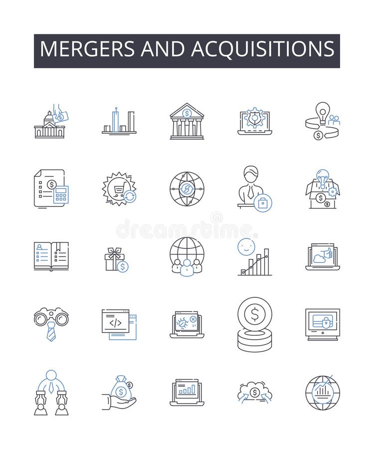 Mergers and Acquisitions Line Icons Collection. Consolidation ... Mergers and Acquisitions Line Icons Collection. Consolidation ...