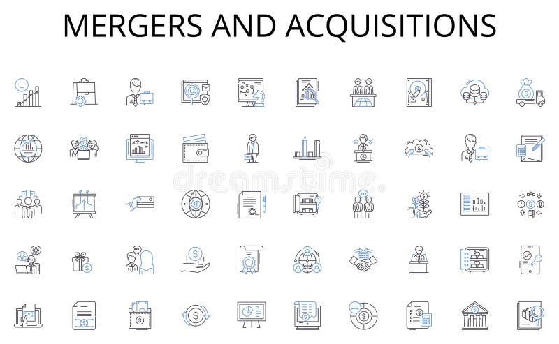Mergers and Acquisitions Line Icons Collection. Collaboration ...