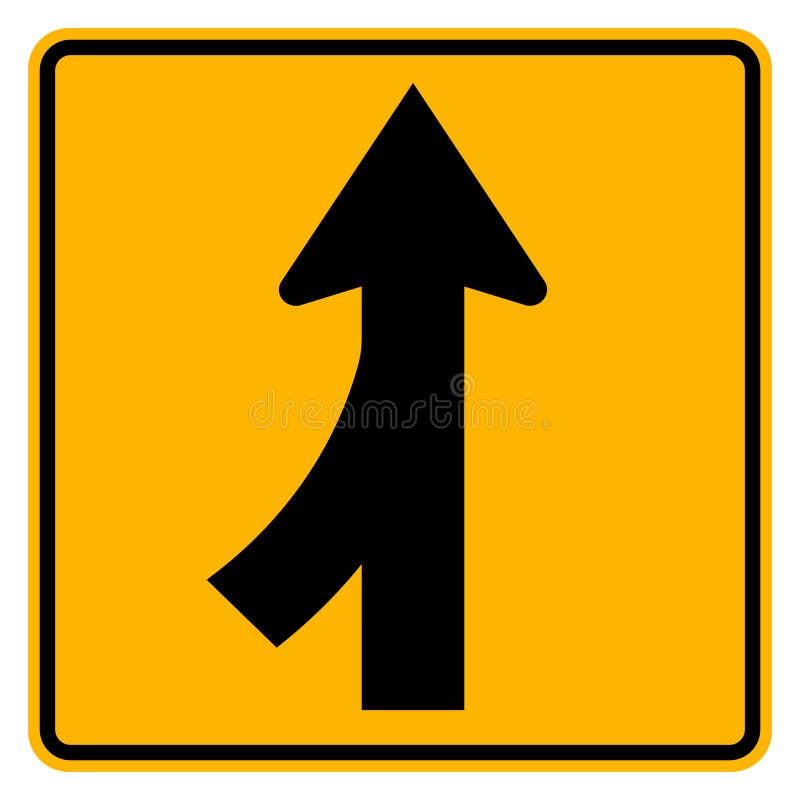 Merges Left Traffic Road Sign,Vector Illustration, Isolate on White ...