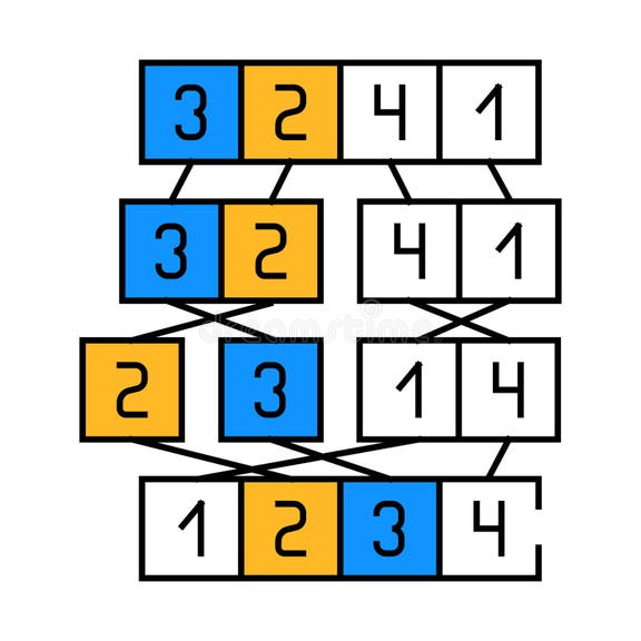 Mergesort Algorithm Icon Color Illustration Stock Vector - Illustration ...