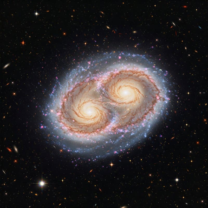 Merging Galaxies, a Cosmic Collision in Progress. Stock Image - Image ...