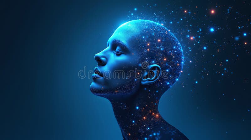 Merging Man and Technology stock illustration. Illustration of finger ...