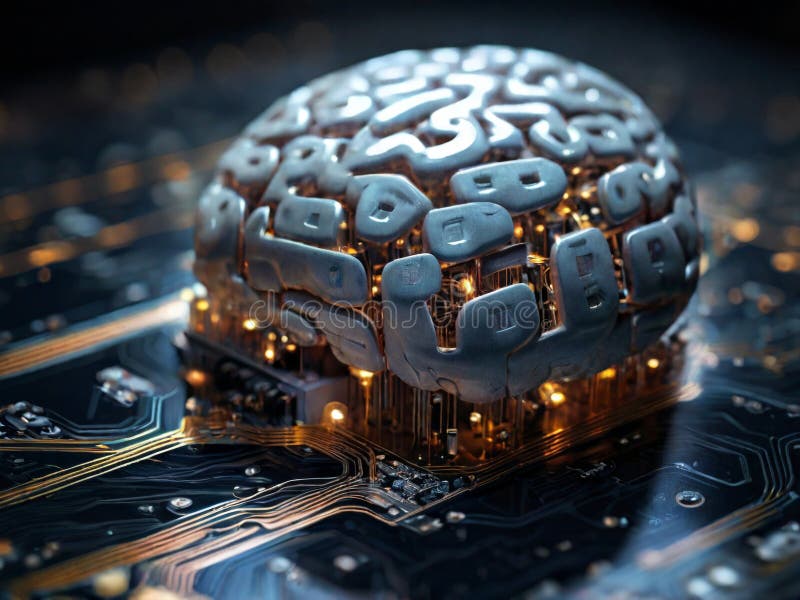 Merging minds and machines stock illustration. Illustration of ...