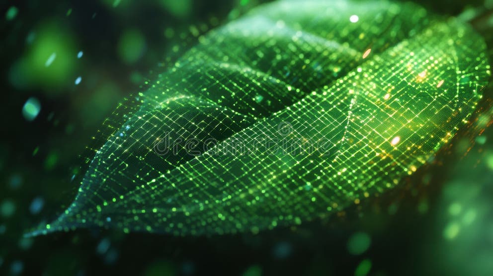 Merging of Nature and Technology As a Green Leaf Transforms into ...