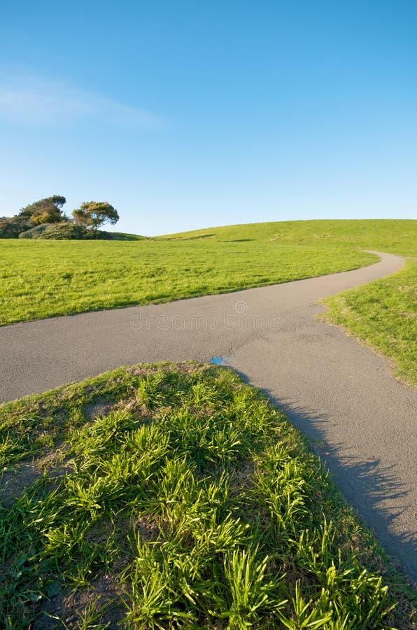 Merging Path on Green Landscape and Blue Sky Stock Photo - Image of ...