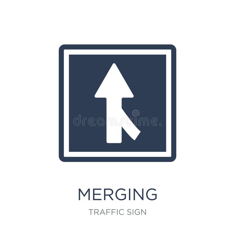 Merging Sign Icon. Trendy Flat Vector Merging Sign Icon on White Stock ...