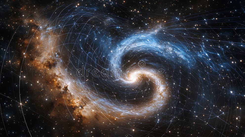 Merging Spacetime Grid with Quantum Ripples, Subtle Starfield Stock ...