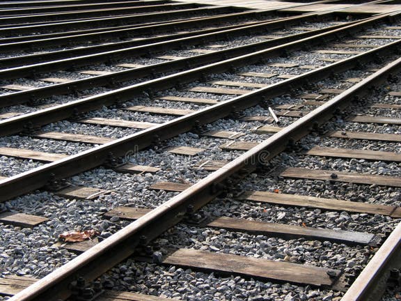 Merging tracks stock photo. Image of rail, wooden, track - 3366690