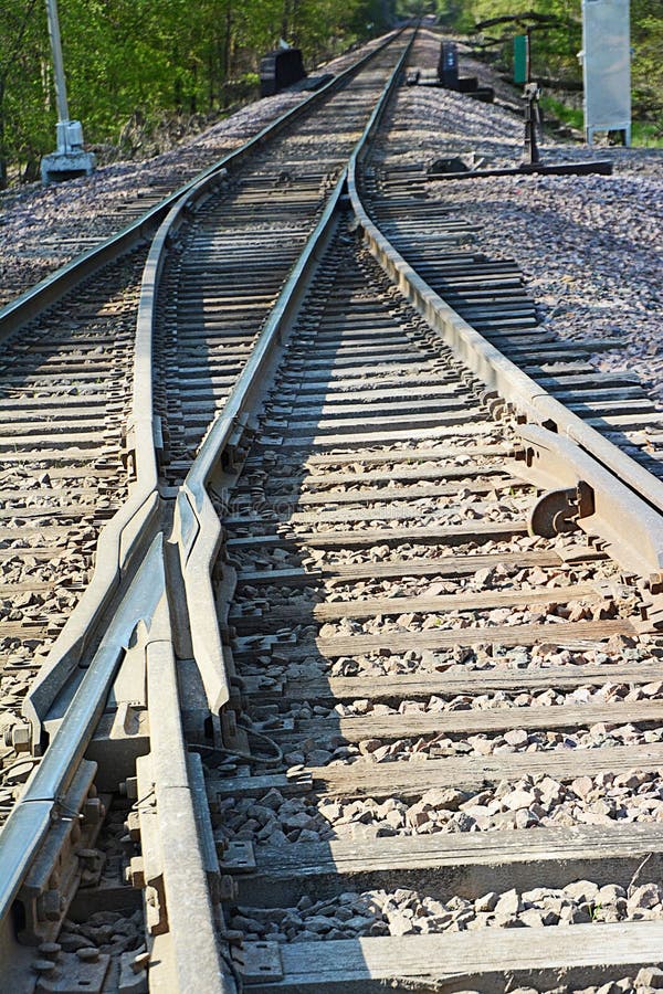 Merging tracks stock photo. Image of rail, wooden, track - 3366690