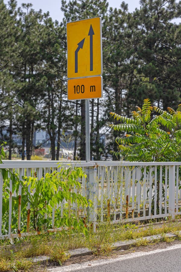 Merging Traffic Sign stock image. Image of merging, road - 283185231